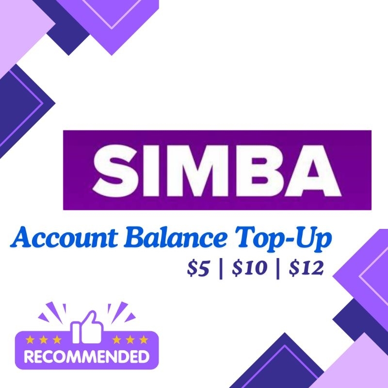 SIMBA Account Balance $5 / $10 / $12/ $20 Account Balance Recharge ...