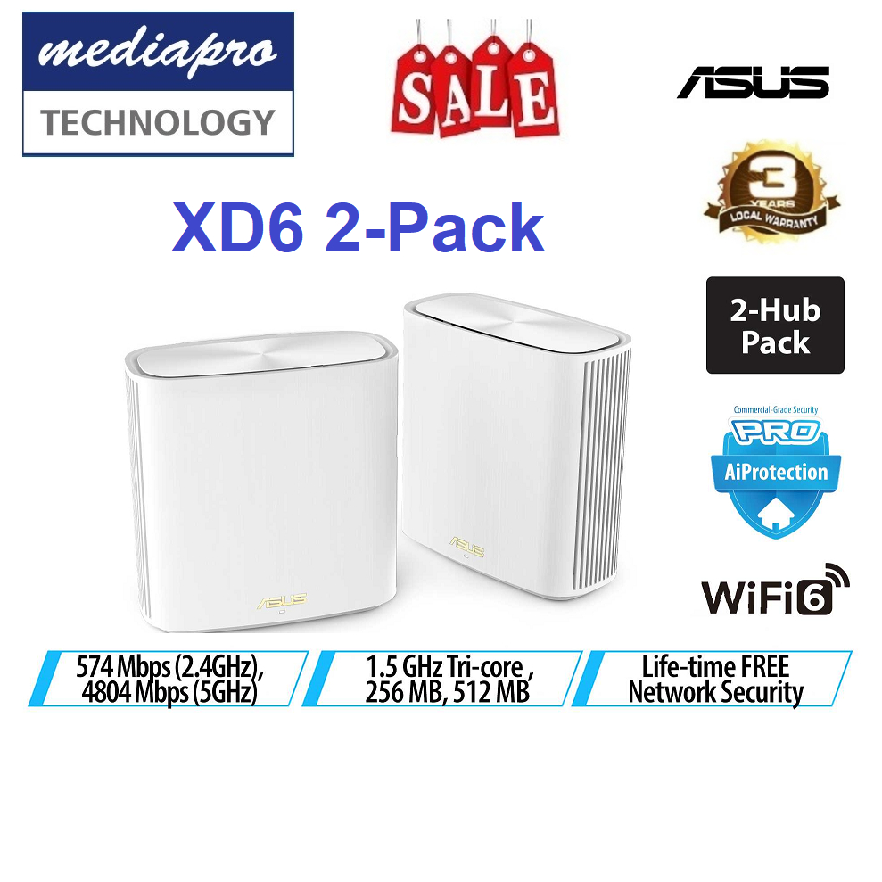 ASUS XD6 2-Pack White ZenWiFi AX5400 AiMesh Wi-Fi System ( Pack of 2 ...