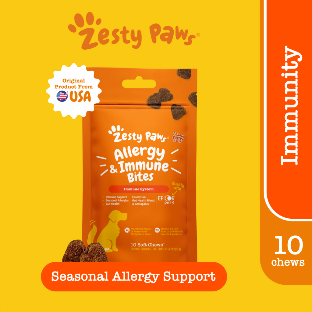 Zesty Paws Allergy & Immune Bites Dogs - Peanut Butter Flavor (10/20/30 ...