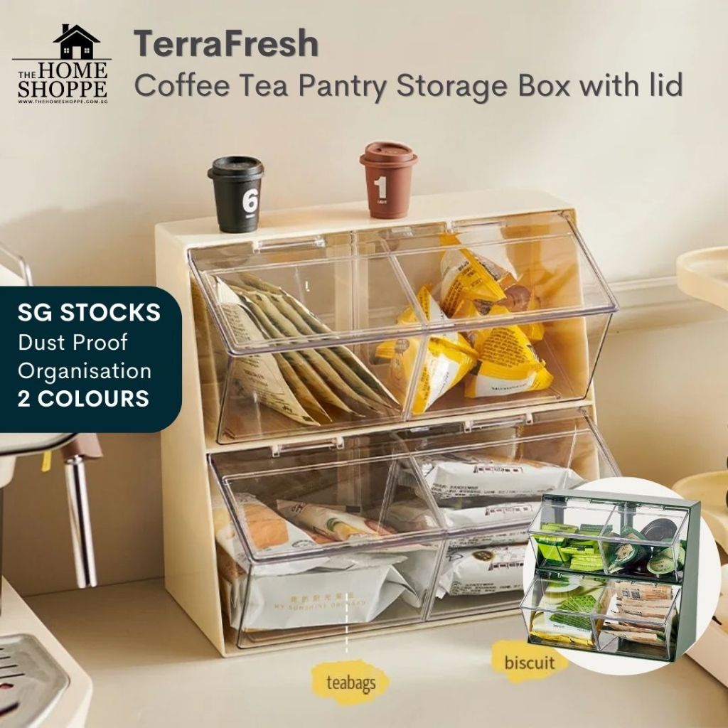 SG Coffee Capsules & Tea Bag Storage Box with cover Tabletop Kitchen ...