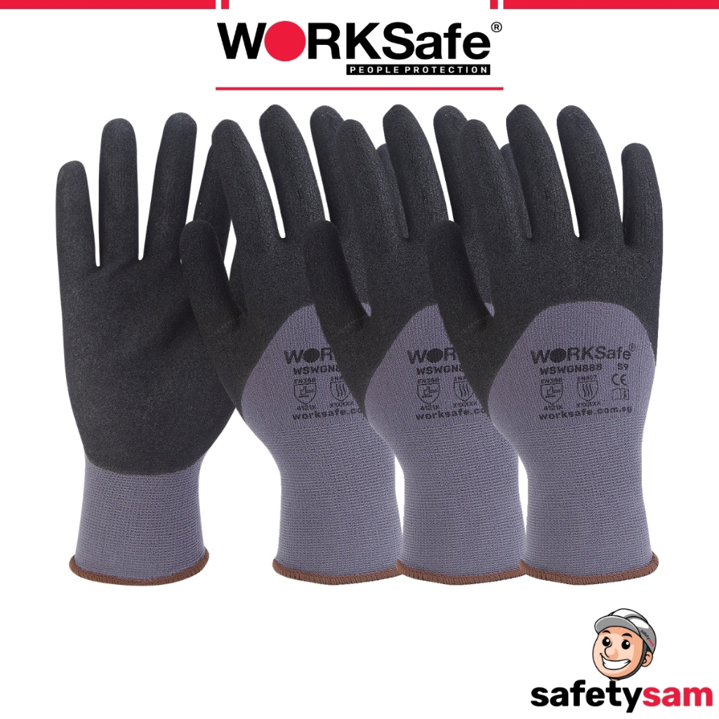 [3 PAIRS BUNDLE] WORKSafe N888 Nitrile Microfoam Palm Coated Heat ...