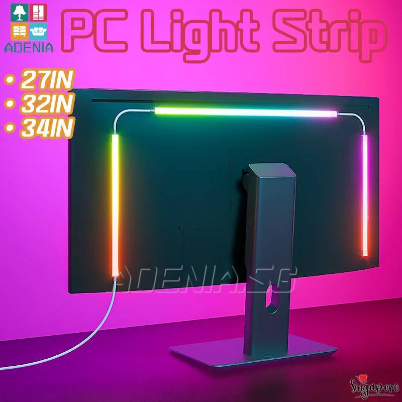 【SG】34 Inch Computer Monitor Screen Backlights Sync Light Strip LED PC ...