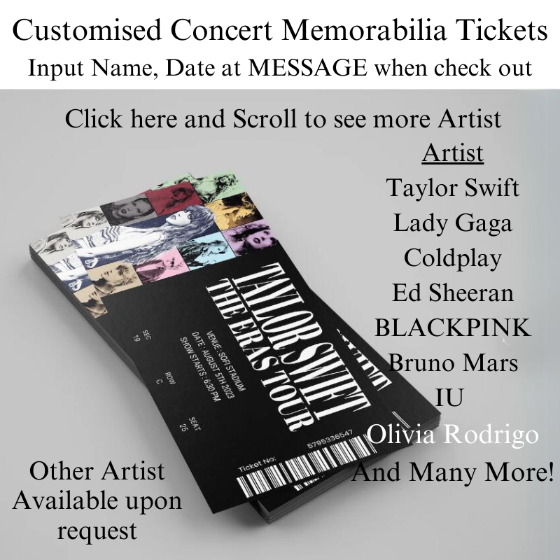 Customised Concert Memorabilia Ticket Lady Gaga DuaLipa Olivia Rodrigo ...