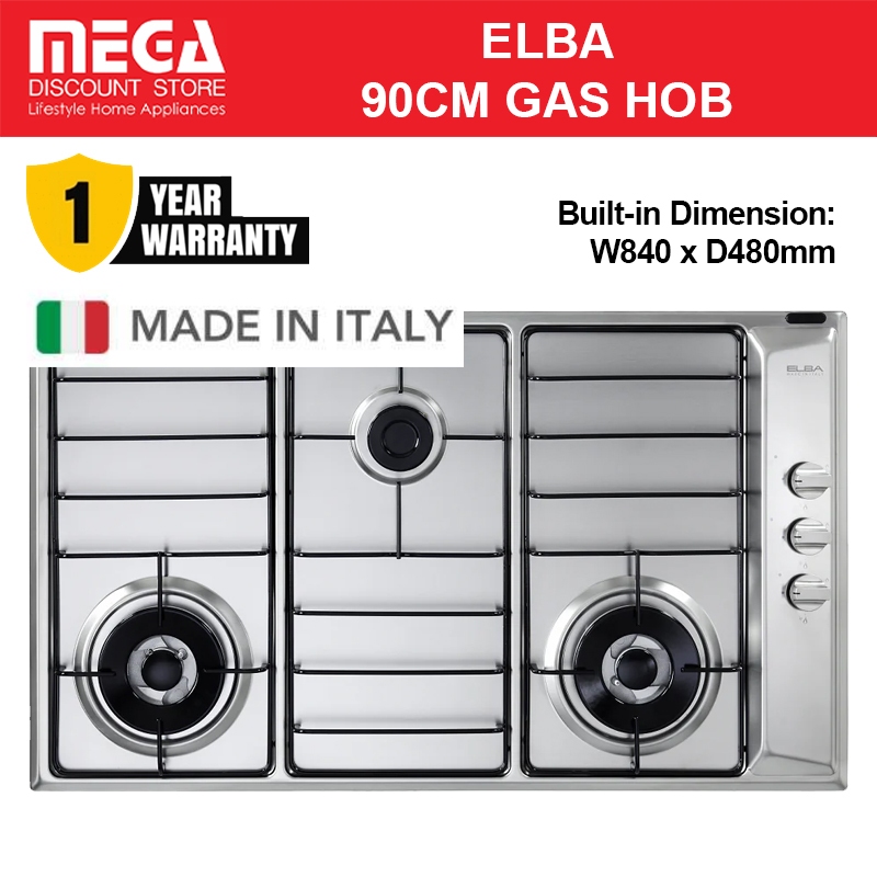 ELBA EHS935D1SB | EHS 935 90CM 3-BURNER GAS HOB (MADE IN ITALY) | Shopee Singapore