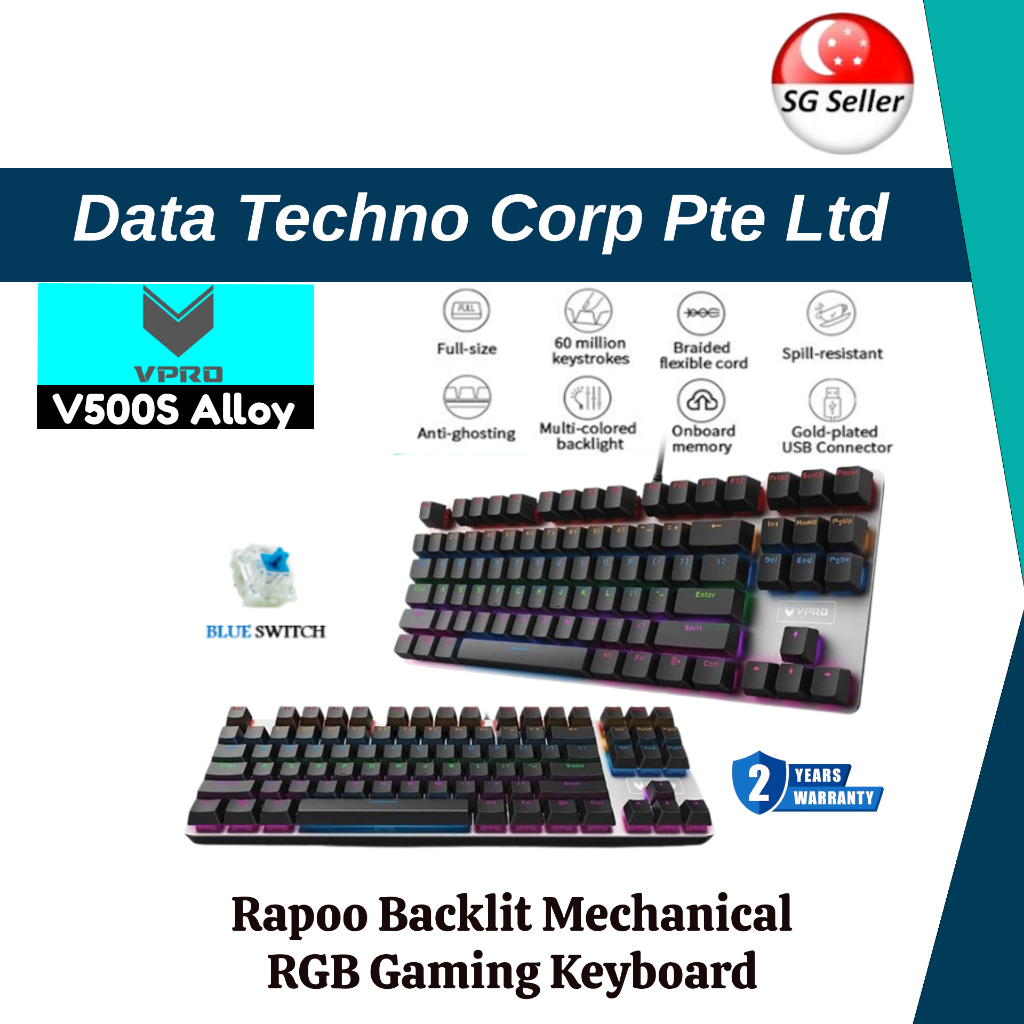 SG READY STOCK - RAPOO VPRO SERIES V500S ALLOY RGB BACKLIT MECHANICAL ...
