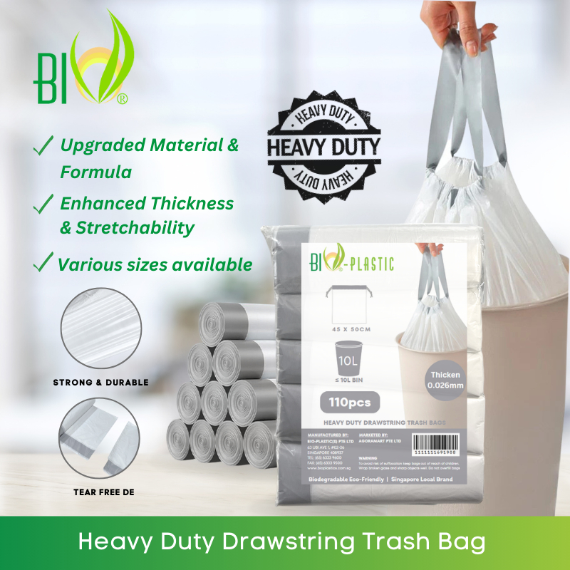 [New Arrival] BIO Heavy Duty Drawstring Plastic Trash Bag - White ...