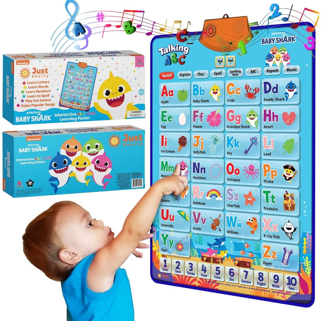 Authentic Baby Shark Interactive Alphabet & Number Learning Poster ...