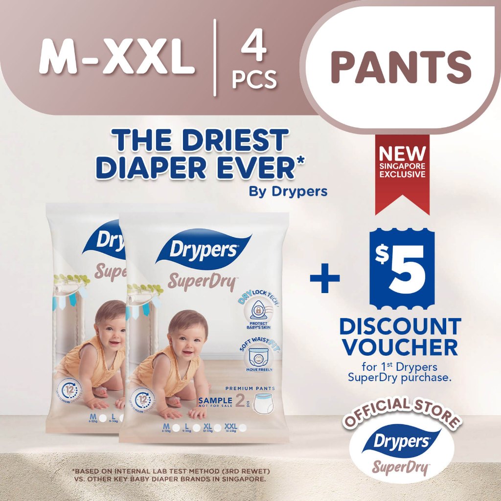 [Sample] Drypers SuperDry Premium Pants Baby Diaper M/L/XXL (4 pcs ...