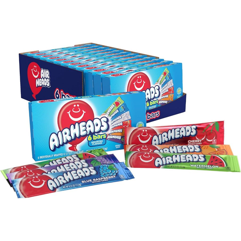Airheads Candy Full Size Bars, Assorted Fruit Flavors Bulk Variety Pack ...