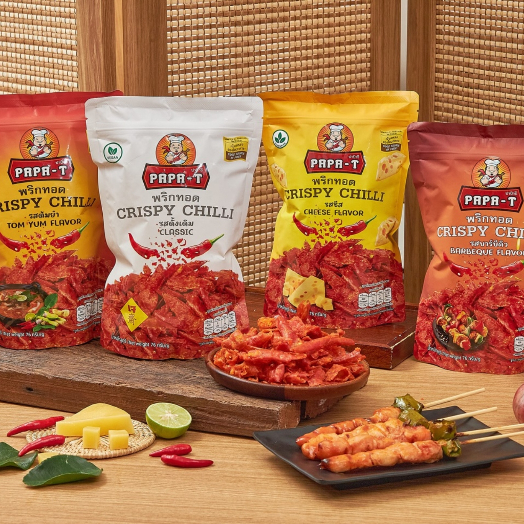 Papa-T Crispy Chilli Snack Big Pack 76g (Classic/ Tom Yum/ BBQ/ Cheese ...