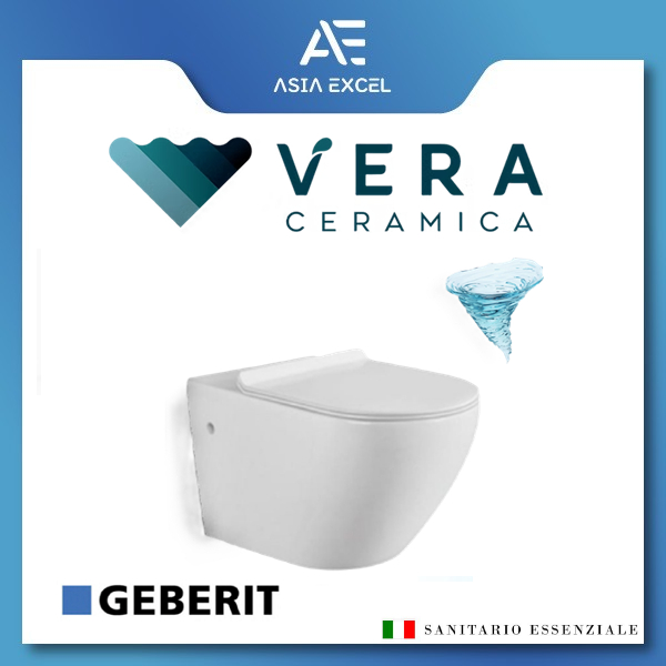 VERA VERONA W.038T DUAL OUTLET VORTEX WALL HUNG TOILET BOWL WITH UF ...