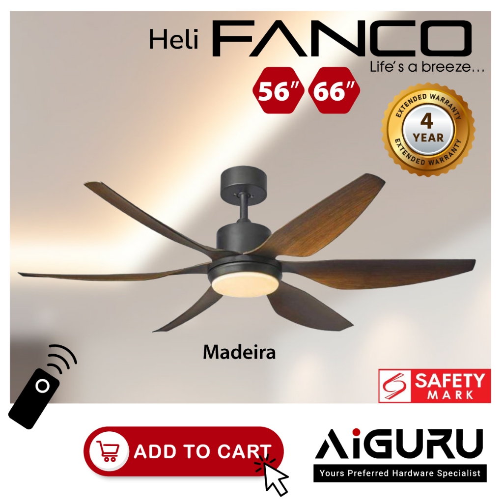 FANCO Heli DC Ceiling Fan | 3-Tone LED Light + Remote Control | Shopee ...