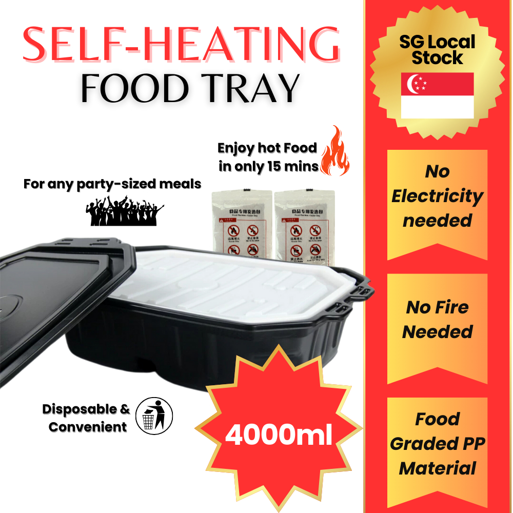 🔥SG SELLER🔥4000Ml Large Disposable Self Heating Food Tray with 2 Water ...