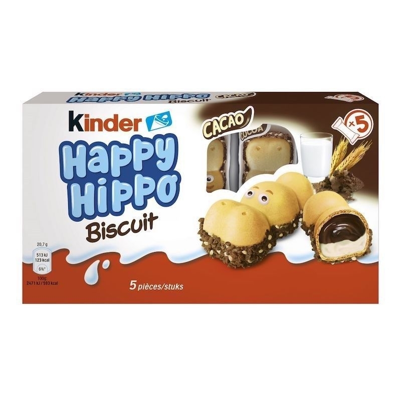 2 pc Kinder Happy Hippo chocolate wafer biscuit hippopotamus chocolate ...
