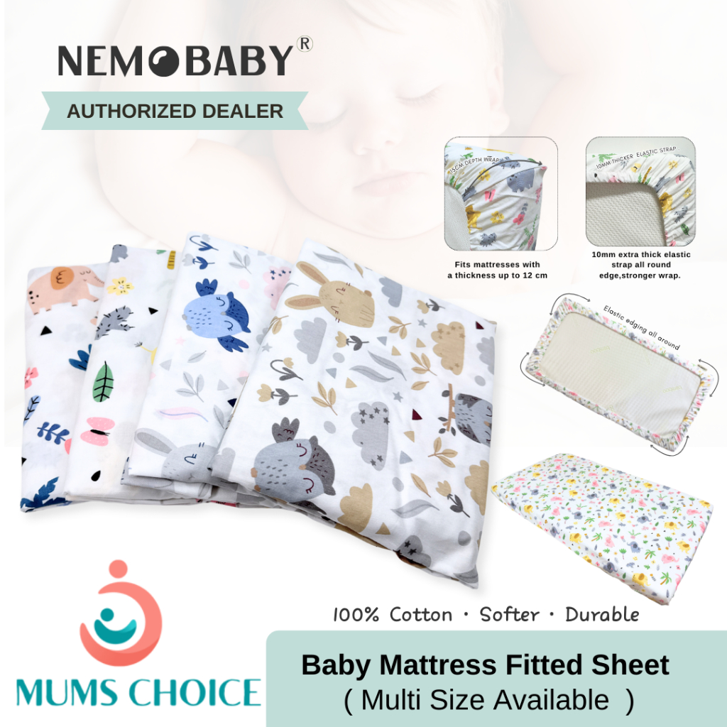 Nemobaby 100% Premium Cotton Baby Mattress Fitted Sheet | Shopee Singapore