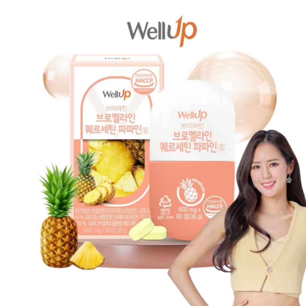 WellUp Bromelain Quercetin Papain 60 Tablets - 600mg Digestive Enzyme ...