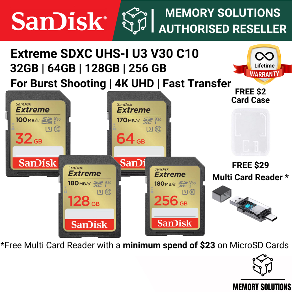 SanDisk Extreme SD Card (Video Cameras / Digital Cameras) UHS-I U3 V3 ...