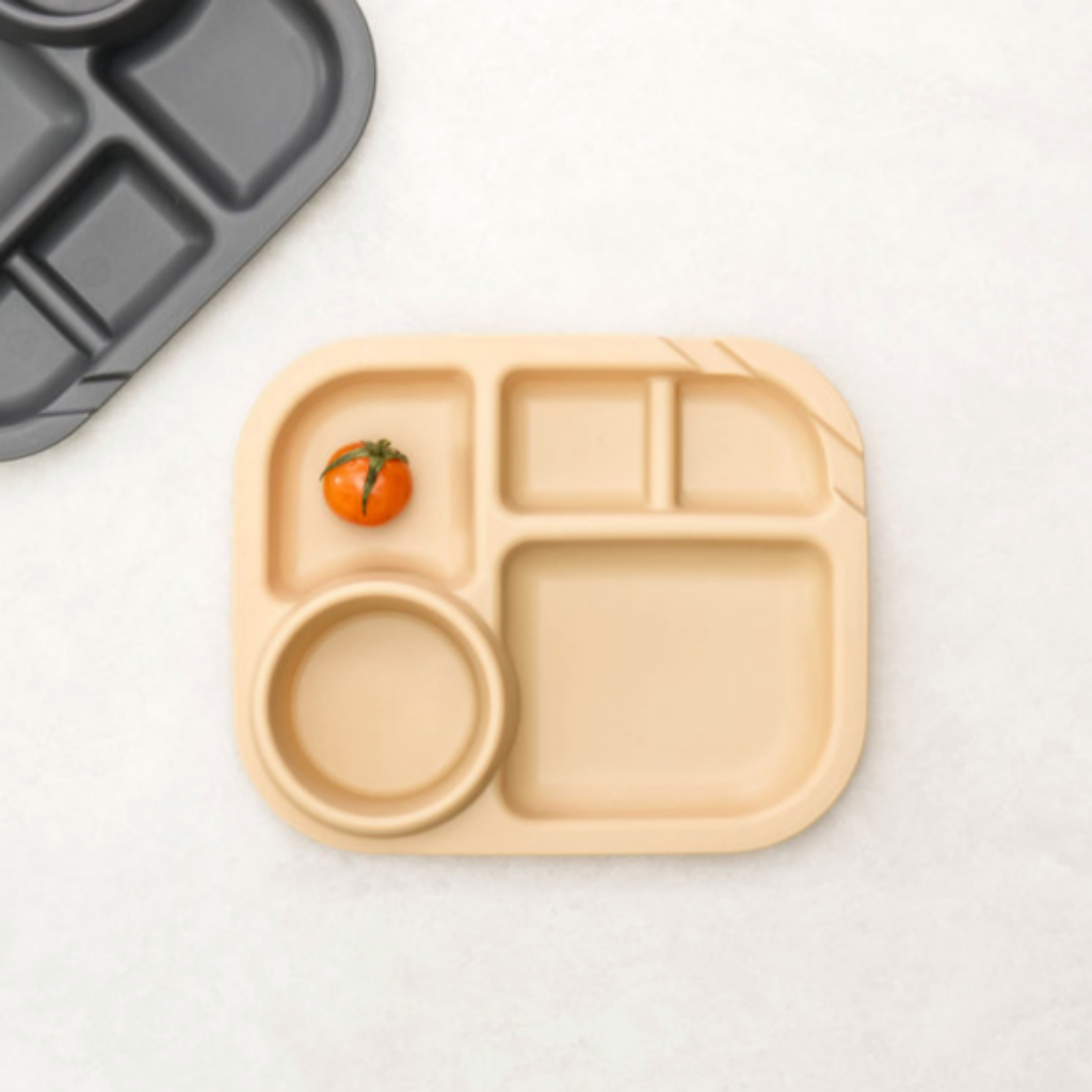 DAISO 5-Section Divided Camping Plate Food-Safe Certified Multi-Use ...