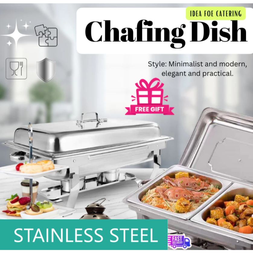 Buffet tray set 11L Foldable Stainless Steel Square Buffet Stove Dish ...