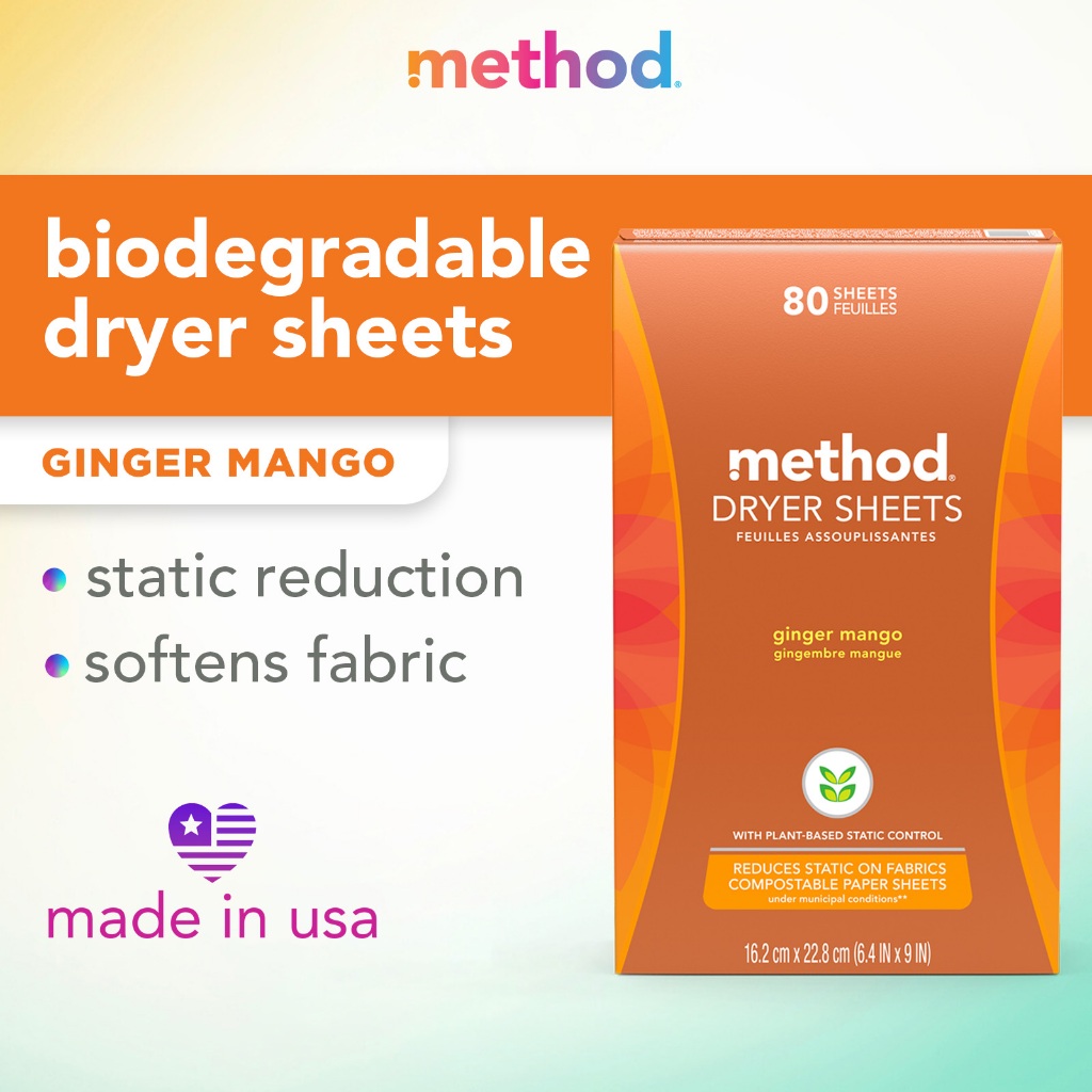 Method [Carton] Dryer Sheets - Ginger Mango 80S x 6 | Shopee Singapore