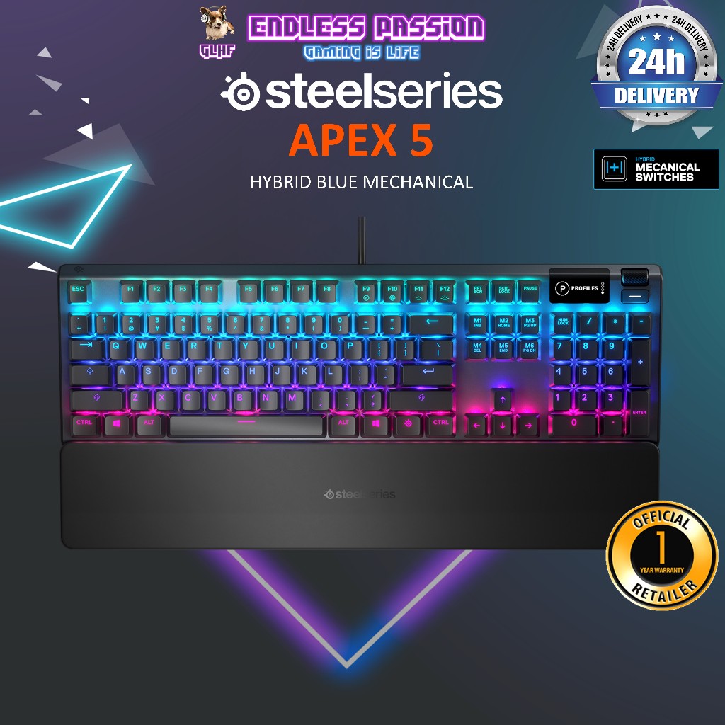 SteelSeries Apex 5 Hybrid Mechanical Gaming Keyboard – Per-Key RGB ...
