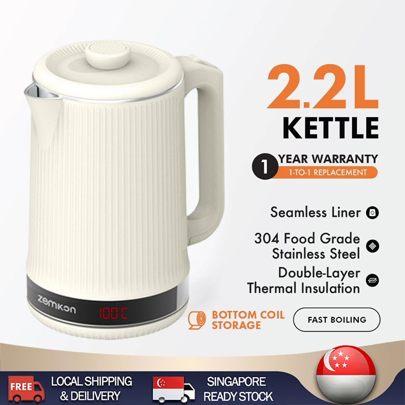 SG【READY STOCK】2.2L Electric Kettle Stainless Steel Water Boiler ...