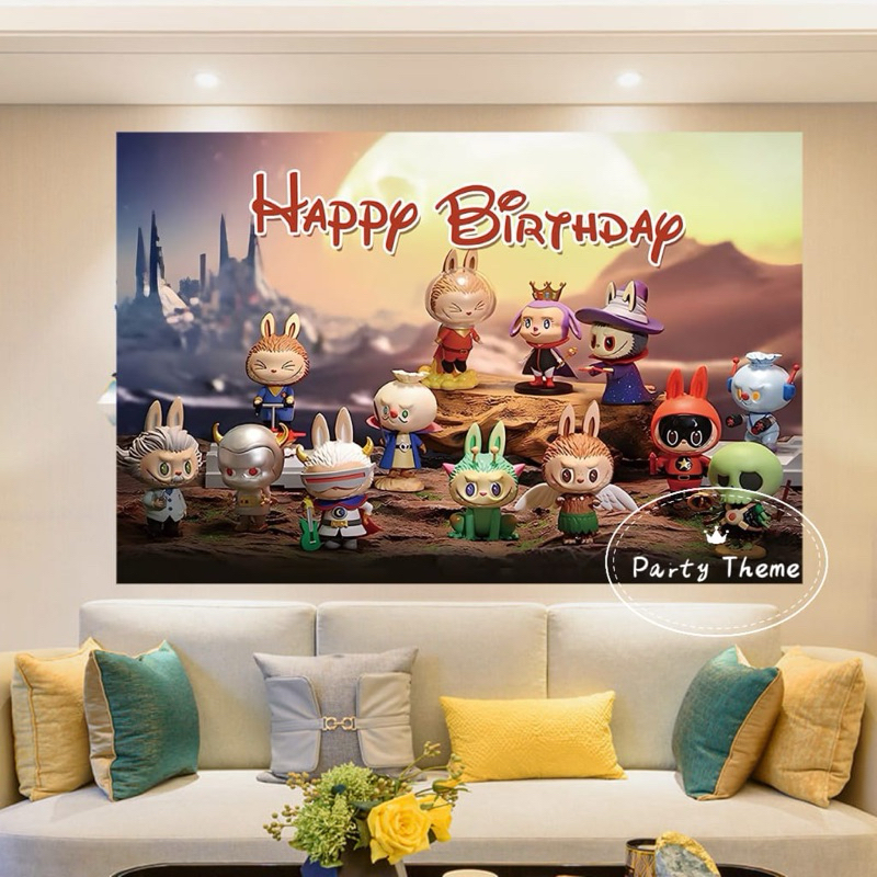 LABUBU Happy Birhday Banner Backdrop Background Photobooth Party ...