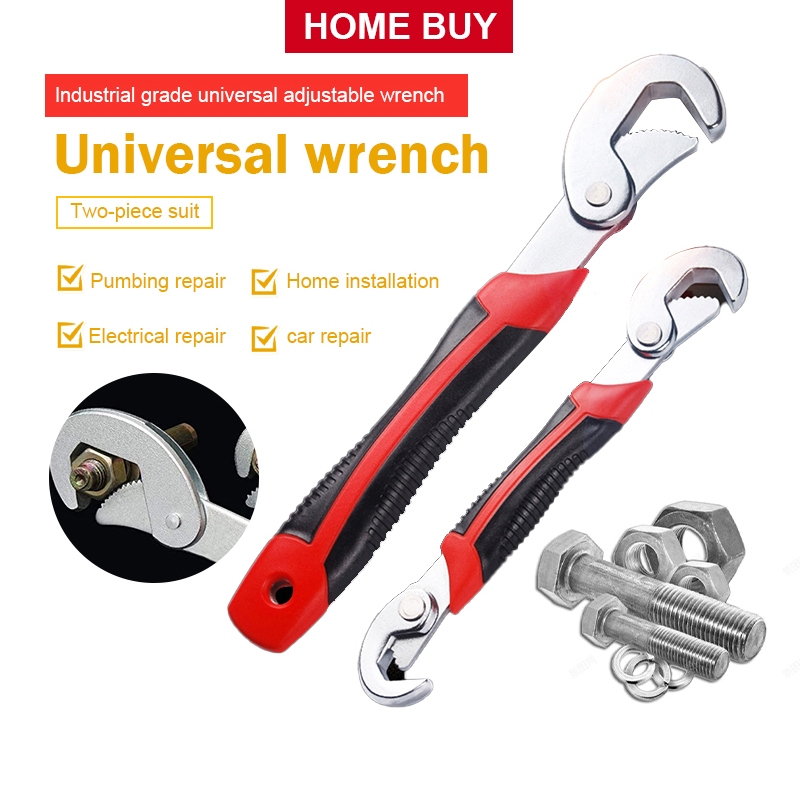 2PCS Multi-Function Universal Quick Snap & Grip Self Adjustable Wrench Spanner Set Pipe Repair ...