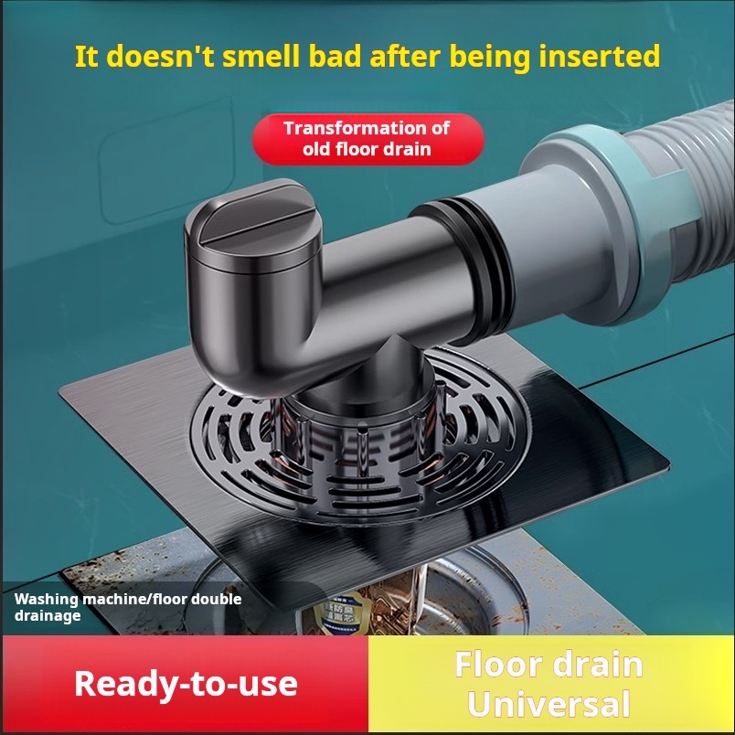Floor drain connector washing machine drain pipe deodorizer three heads ...