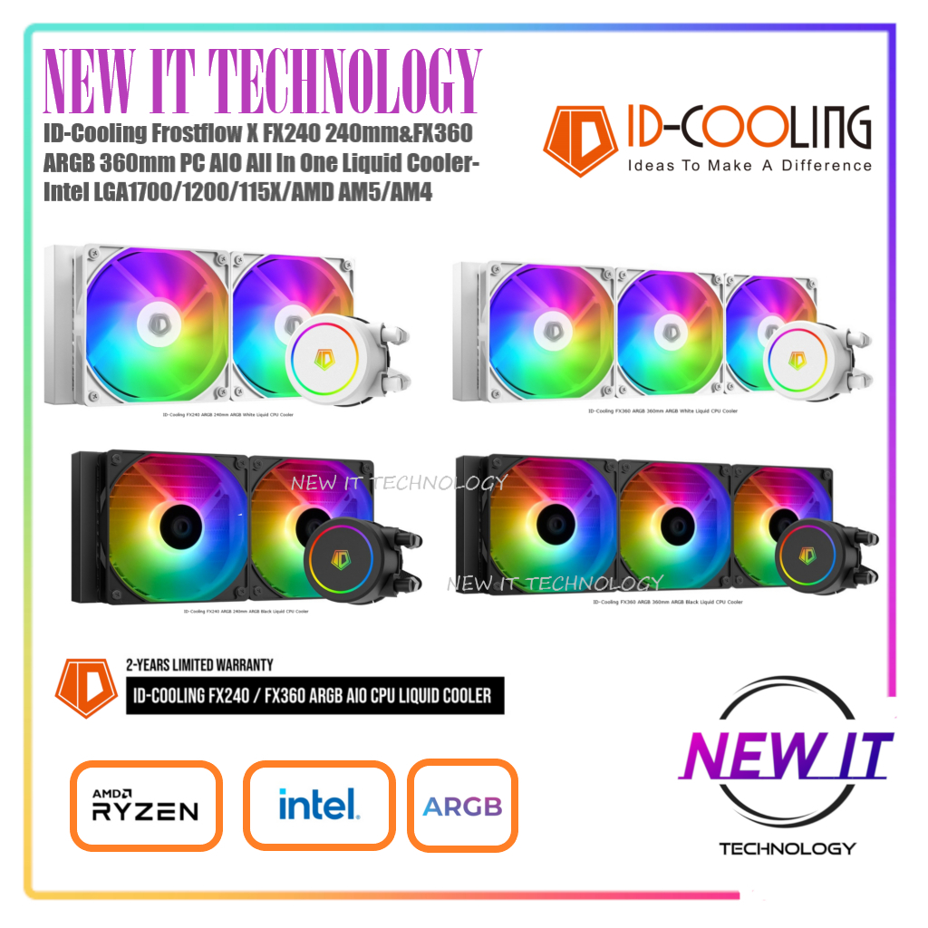 ID-Cooling FX240 240mm&FX360 INF & PRO ARGB 360mm Infinity Mirror AIO ...