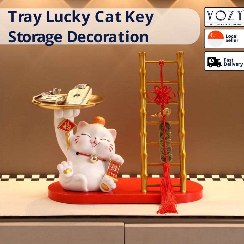 【SG Stock】 Tray Lucky Cat Key Storage Hallway Decorations Housewarming ...