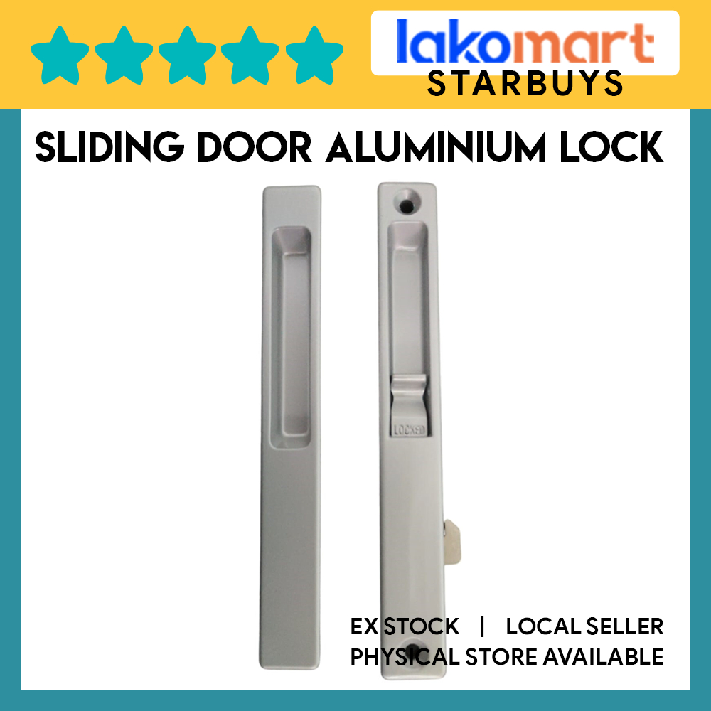 Aluminium Sliding Door Lockset with Key Lock/ No Key (182 X 23mm ...