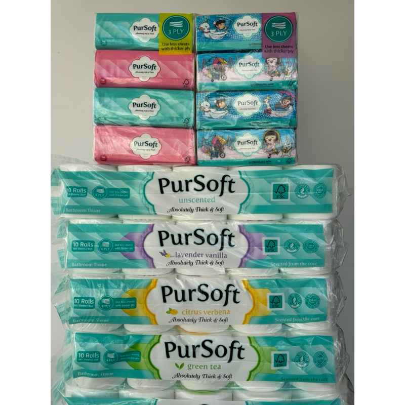 PurSoft Absolutely Thick & Soft Facial & Bathroom Tissue, 3Ply-4Ply ...