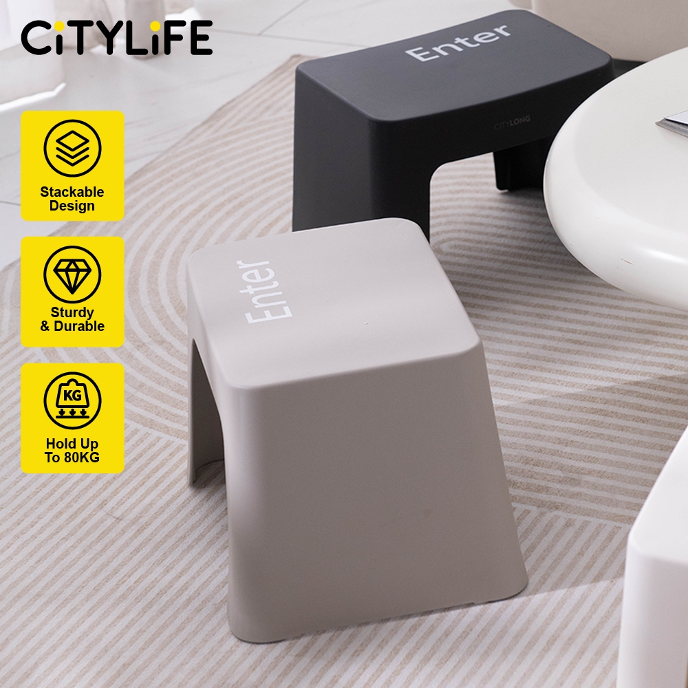 Citylife Plastic Foot Stool Shoe Chair Stackable Anti-Skid Low Stool ...