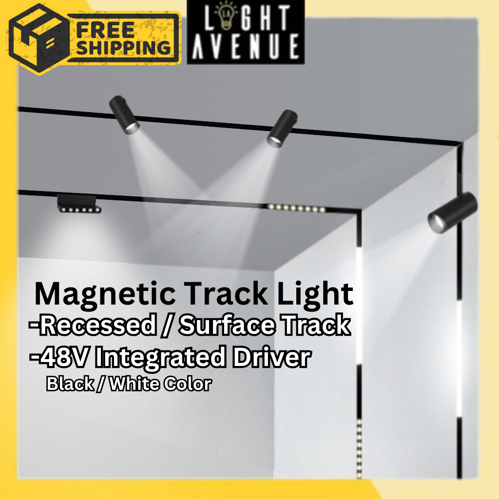 Magnetic Track Light System Recessed And Surface Track White or Black ...