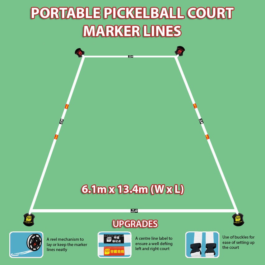 Portable Marker Line with Reel System for setting up Pickleball Courts ...