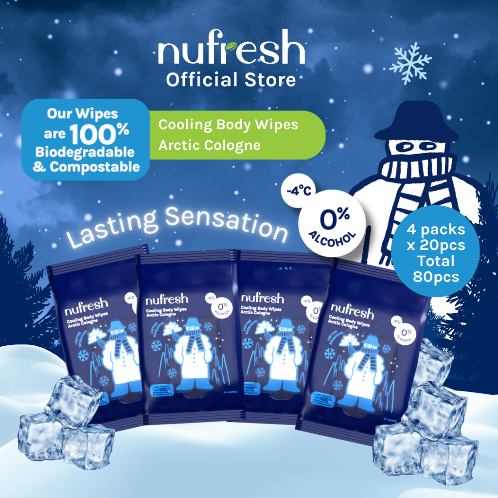 Nufresh Cooling Body Wipes -Arctic Cologne (2 x 20s) (Total 4 packs ...