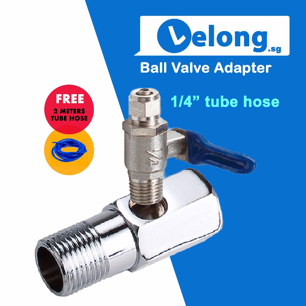 LELONG (FREE 2M Tube) Ball Valve Feed Adapter | Fits 1/4” Tube Hose ...