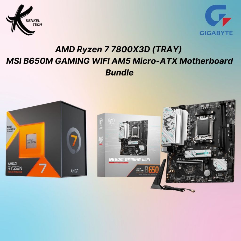AMD Ryzen 7 7800X3D (TRAY) MSI B650M GAMING WIFI AM5 Micro-ATX DDR5 ...