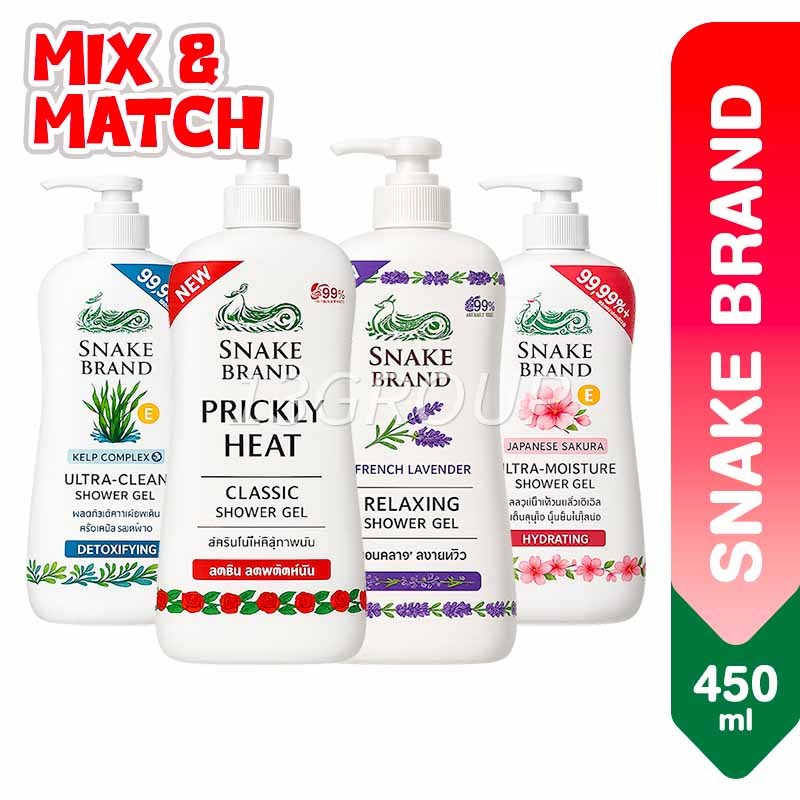 Snake Brand Prickly Heat Shower Gel Body Wash / Refreshing Herbal ...