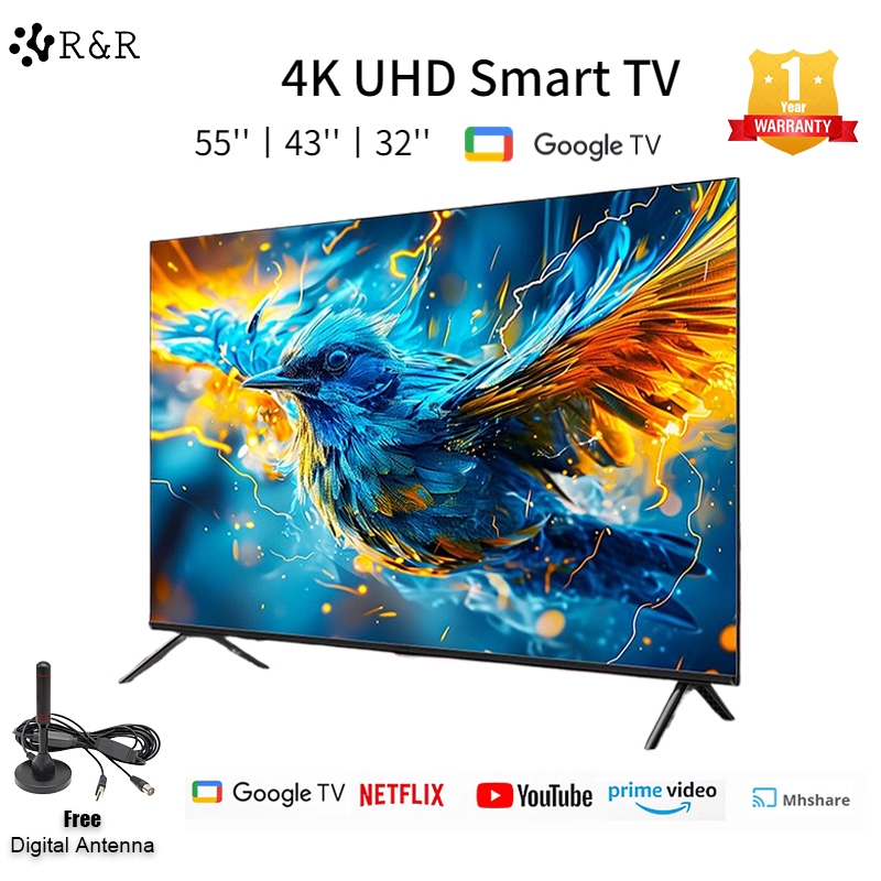 [SG Stock] 55 Inch 4K UHD Smart TV Android 13.0 Google Digital TV HDR ...