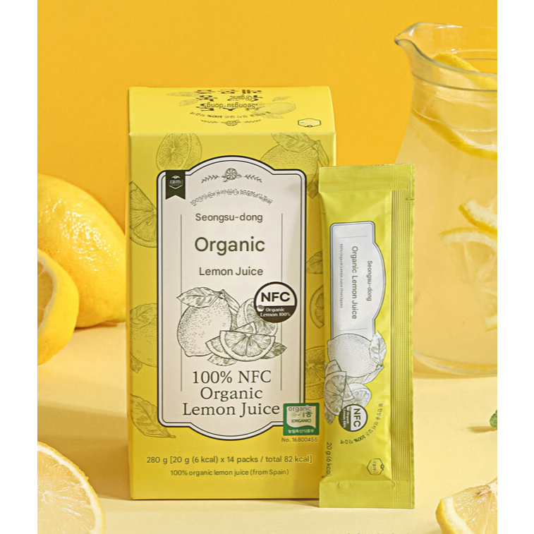 Dasinshop Seongsu-dong Organic Pure Lemon Water 100% / NFC Squeezed Lemon Juice 20g x 14 Sticks ...