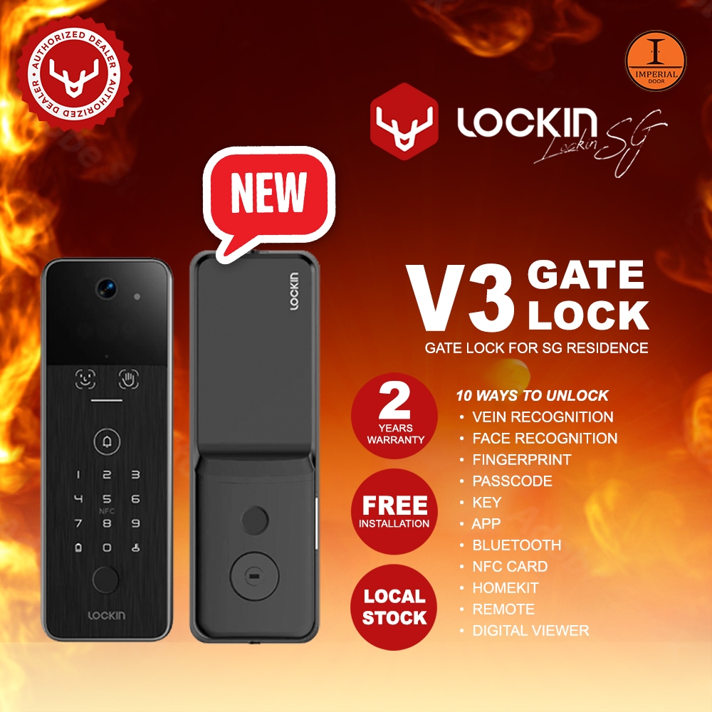 Lockin Model V3 Gate Digital Lock, Palm Vein, 3D Face, Fingerprint ...