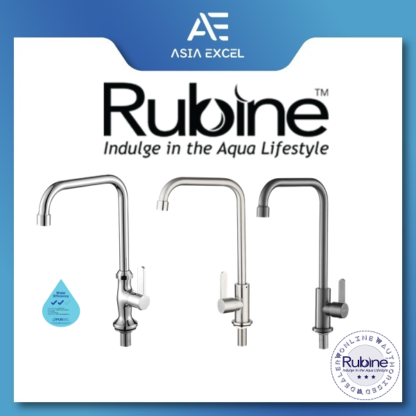 RUBINE K91344 CHROME / STAINLESS STEEL / GUN METAL L SPOUT KITCHEN SINK ...