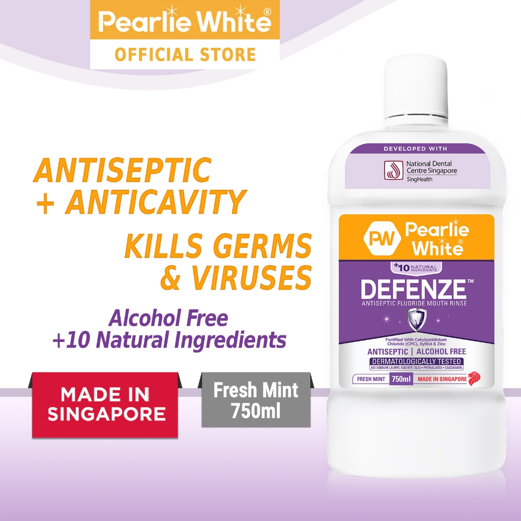 Pearlie White Defenze Antiseptic Fluoride Mouth Rinse / Wash 750ml ...