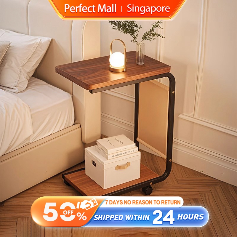 PM Movable Coffee Tea Table Sofa Side Table With Wheels Small Bedside ...
