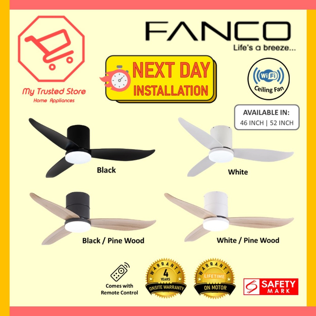 FANCO CO-FAN Rito 3 SMART DC Motor 3 Blade Ceiling Fan W 3 Tone LED ...
