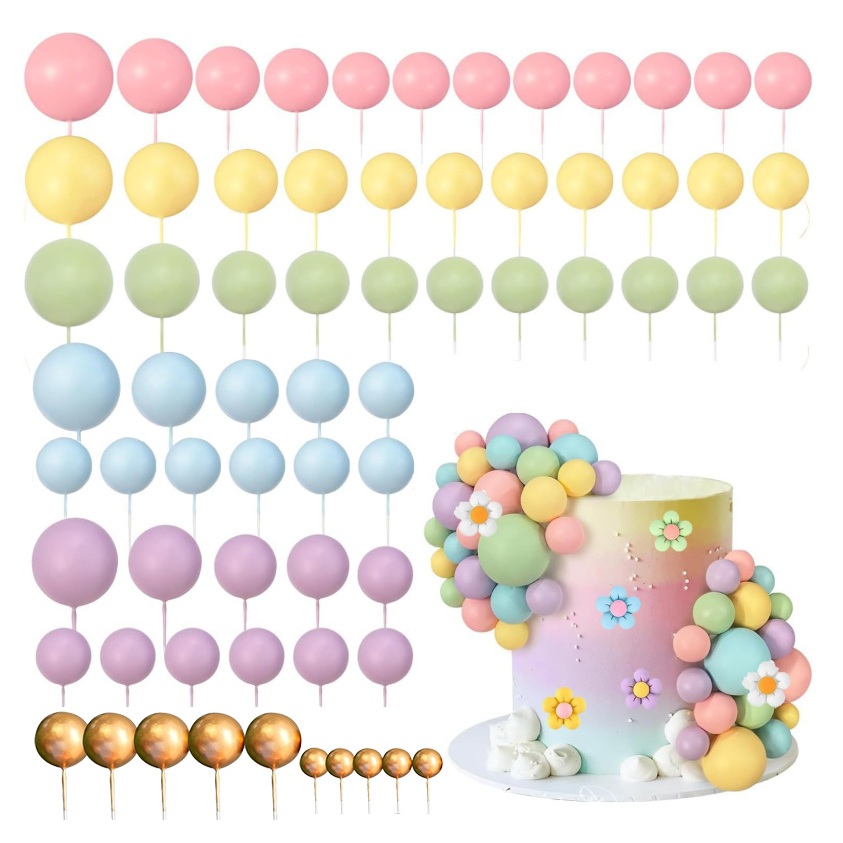 🇸🇬 (1-4cm) Gold ball cake decorating balls sphere colour cake topper ...