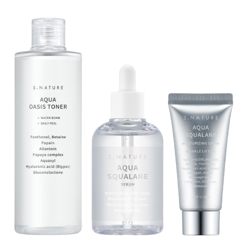 S.NATURE Aqua Oasis Toner 300ml + Aqua Squalane Serum 100ml ...