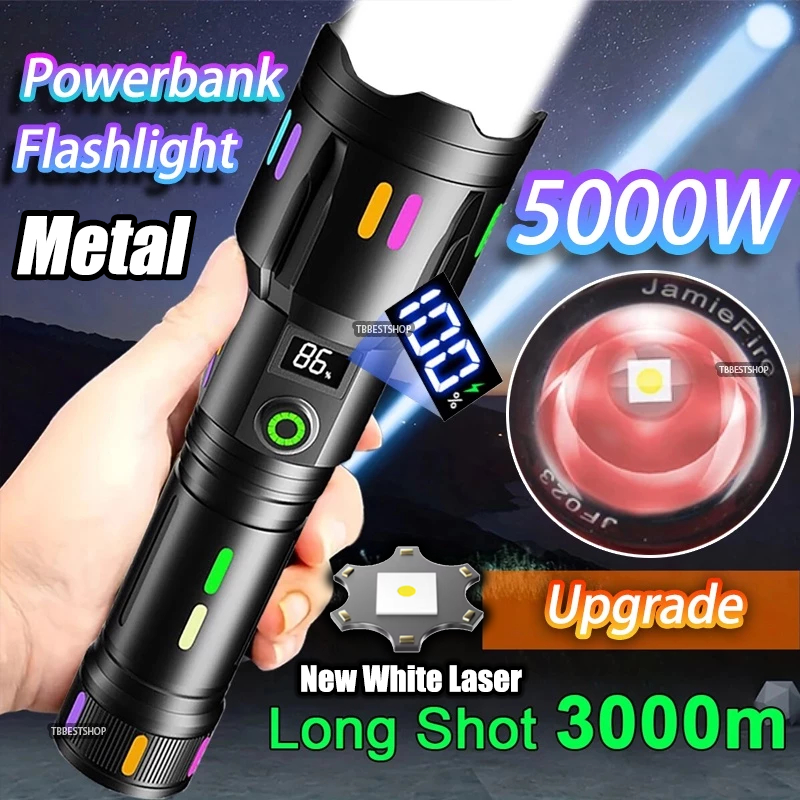 👍DZSG 5000W Torchlight Ultra Bright Camping white laser Flashlight High ...